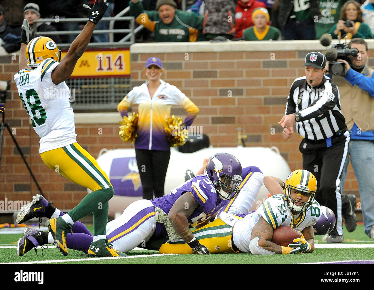 Minneapolis, MN, USA. 23rd Nov, 2014. Green Bay Packers tight end ...