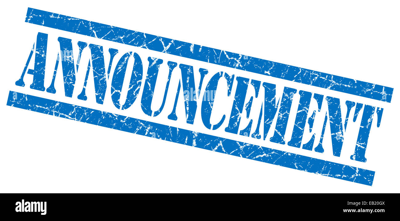 announcement blue square grungy isolated rubber stamp Stock Photo - Alamy
