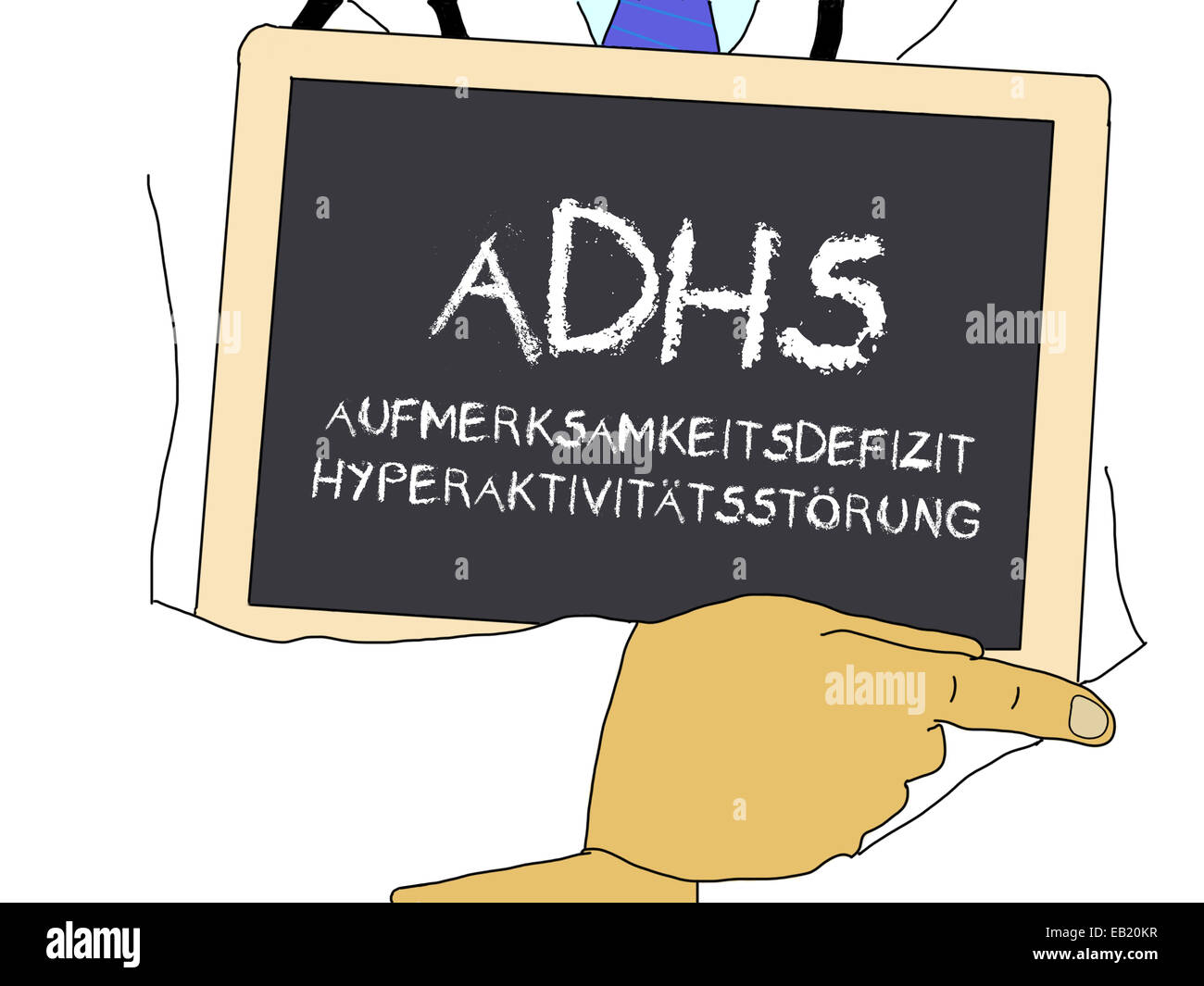 Illustration: Doctor shows information: adhd in german Stock Photo - Alamy