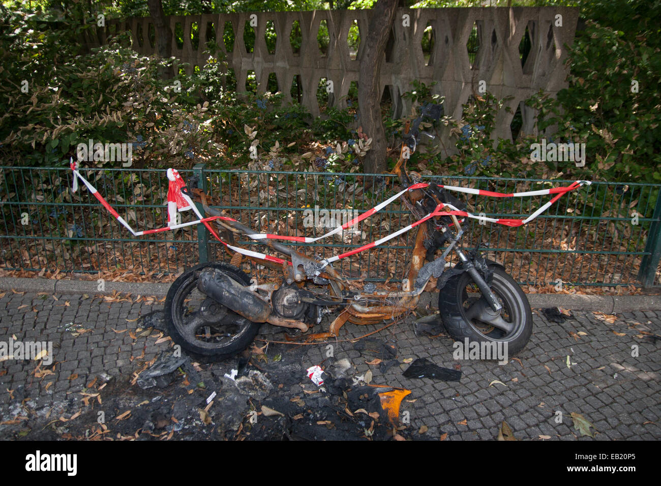 destroyed burned scooter Berlin Germany Stock Photo - Alamy