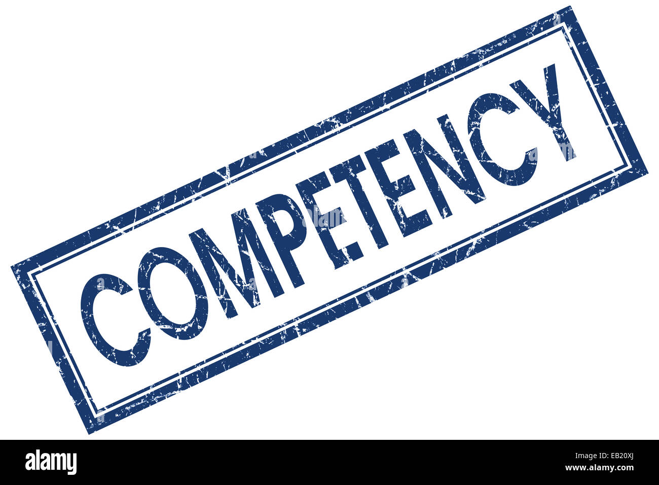 Competency blue square grungy stamp isolated on white background Stock ...