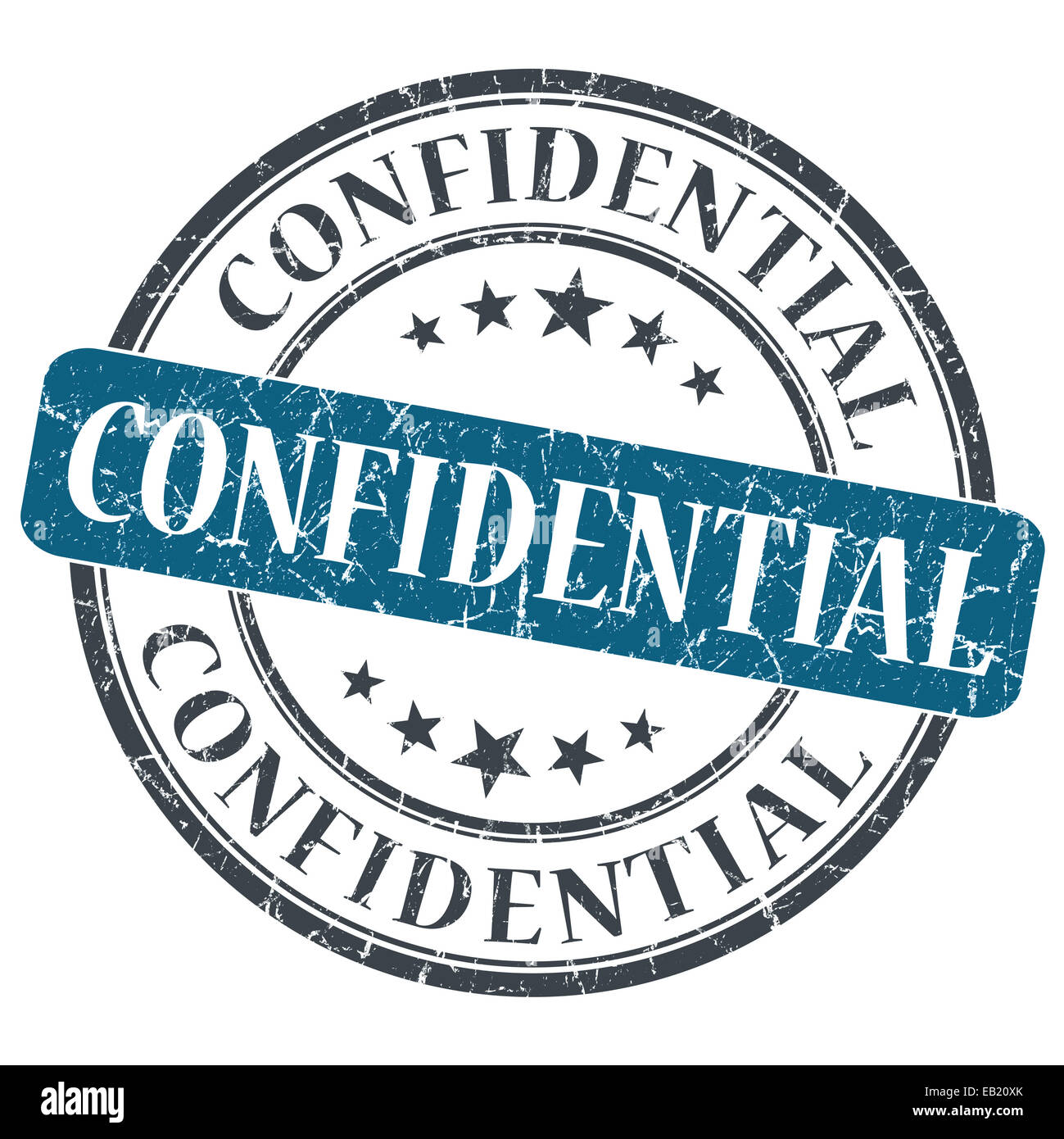 Confidential blue round grungy stamp isolated on white background Stock ...