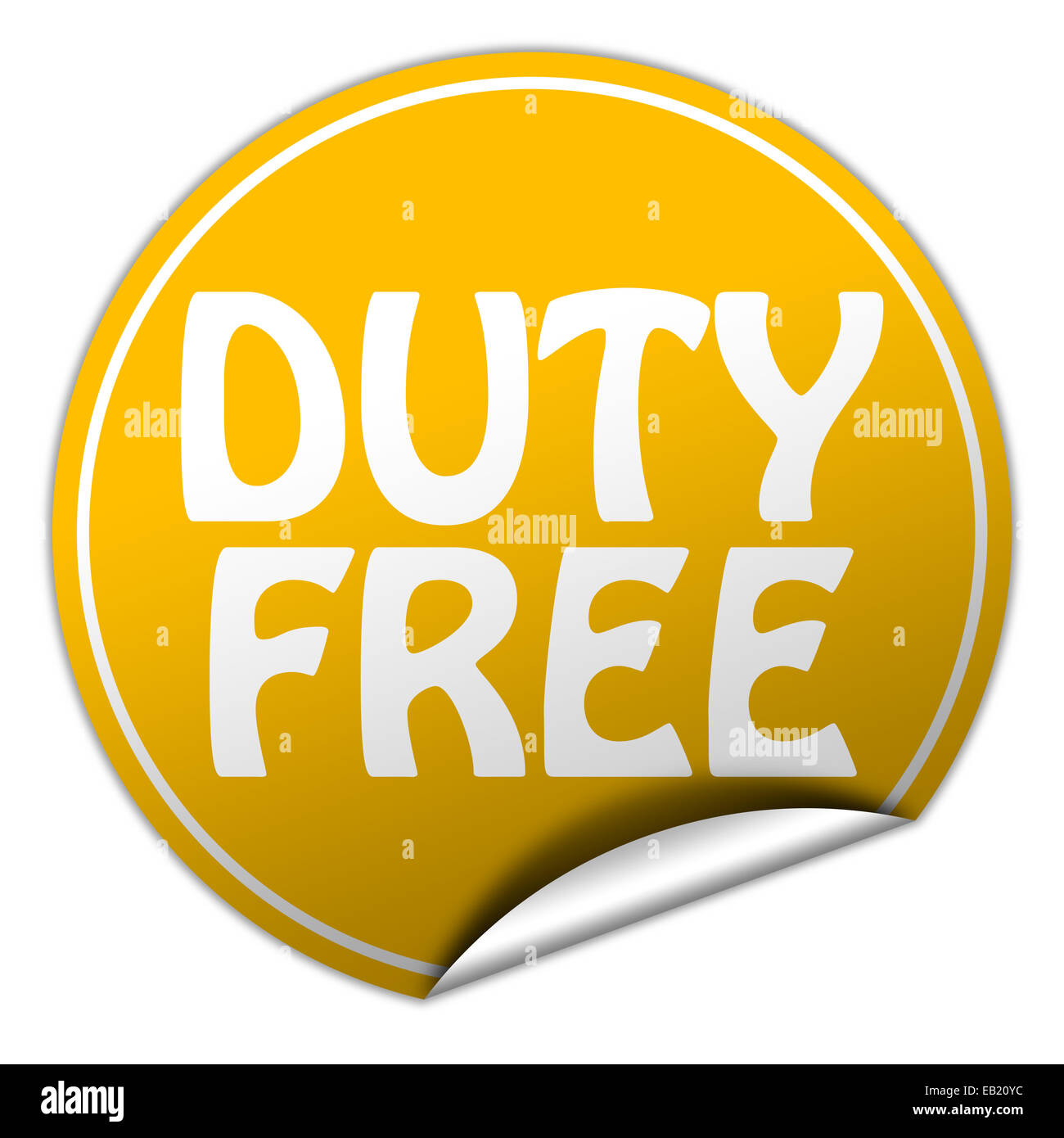 duty free round yellow sticker on white background Stock Photo - Alamy