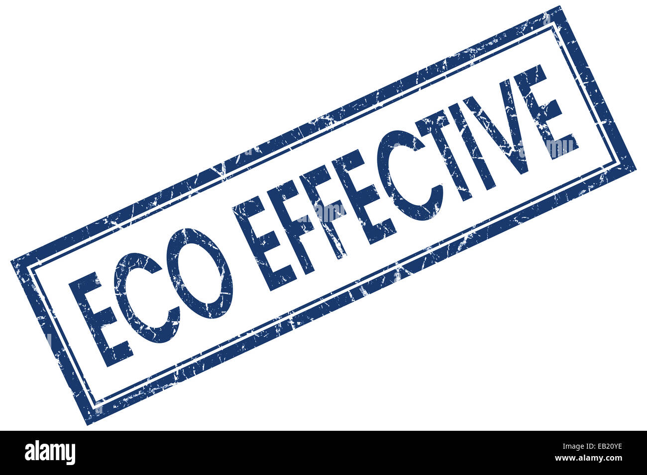 Eco effective blue square grungy stamp isolated on white background ...