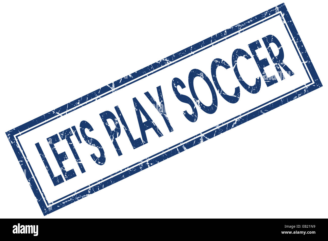 lets play soccer blue square stamp isolated on white background Stock ...