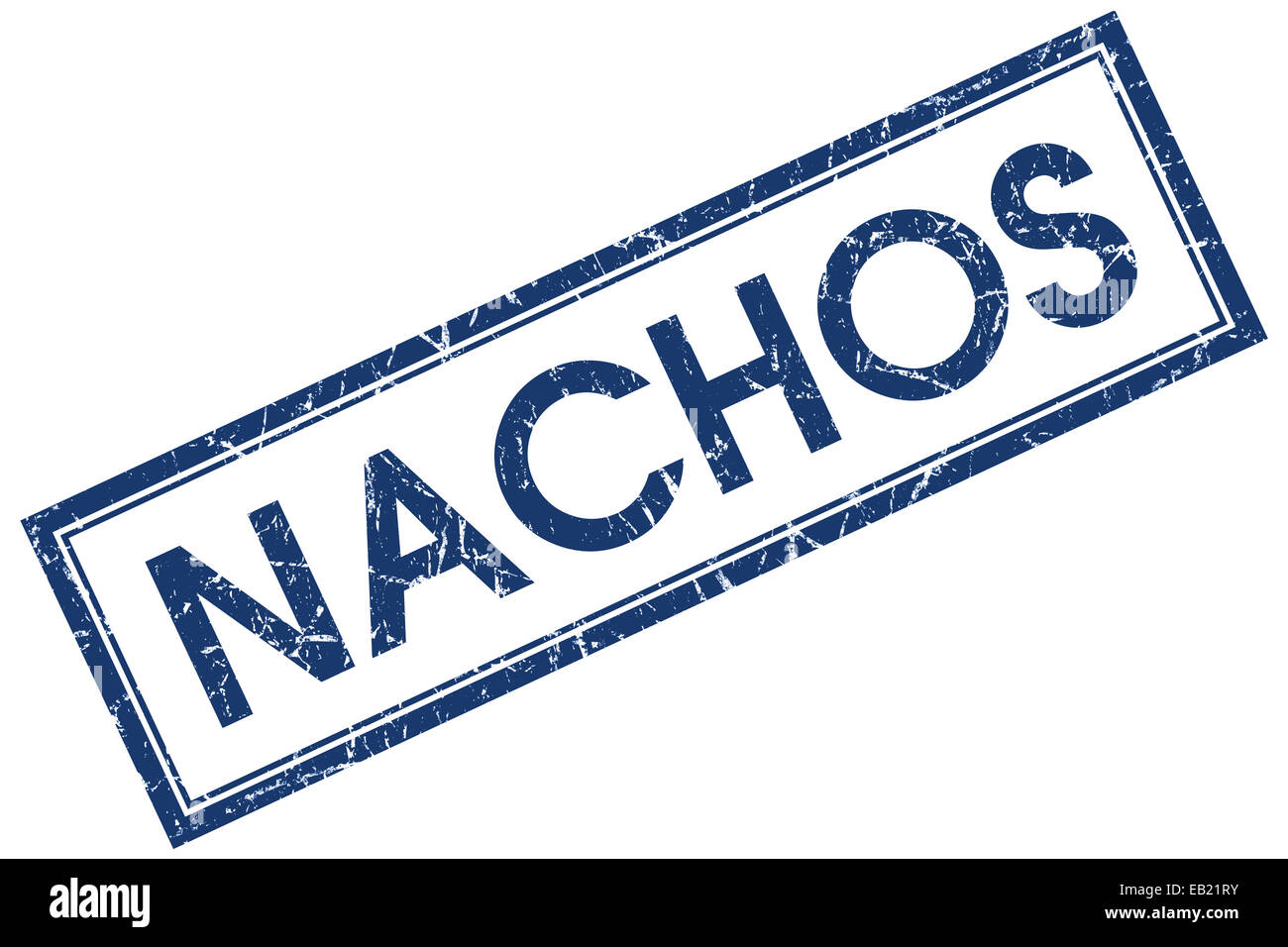 nachos blue square stamp isolated on white background Stock Photo - Alamy