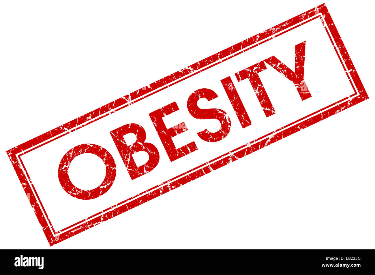 Obesity red square grungy stamp isolated on white background Stock ...