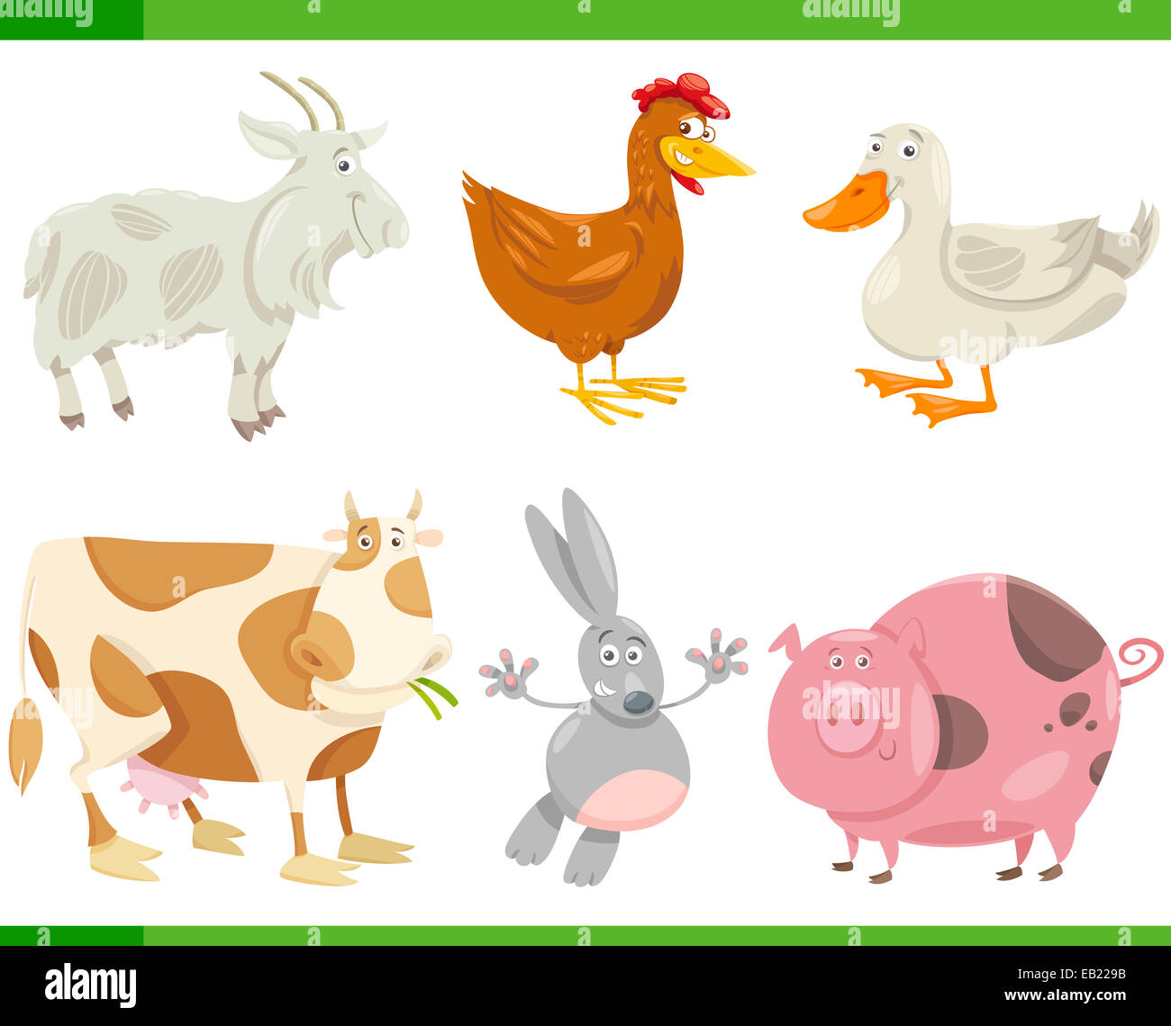 Cartoon Illustration of Funny Farm Animals Set Stock Photo - Alamy