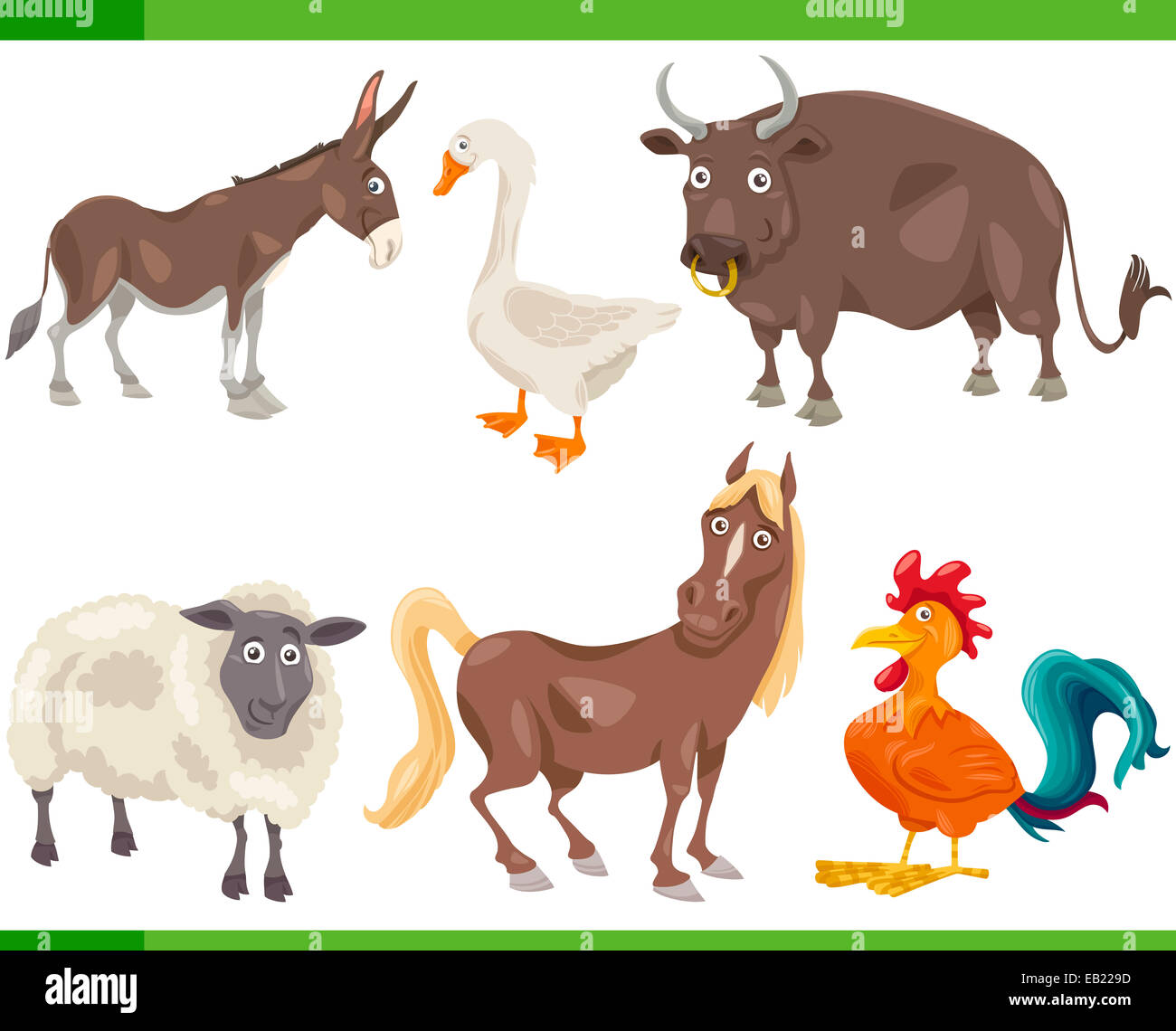 Cartoon Illustration of Funny Farm Animals Set Stock Photo - Alamy