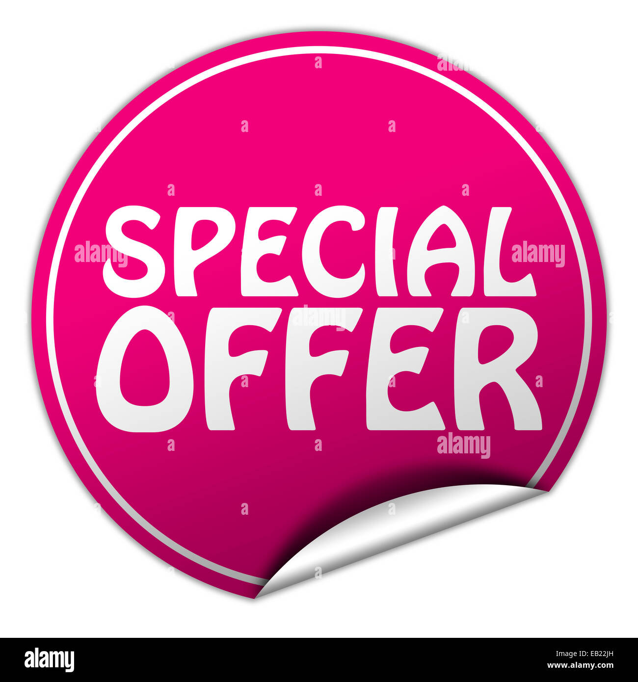 special offer pink sticker on white background Stock Photo - Alamy