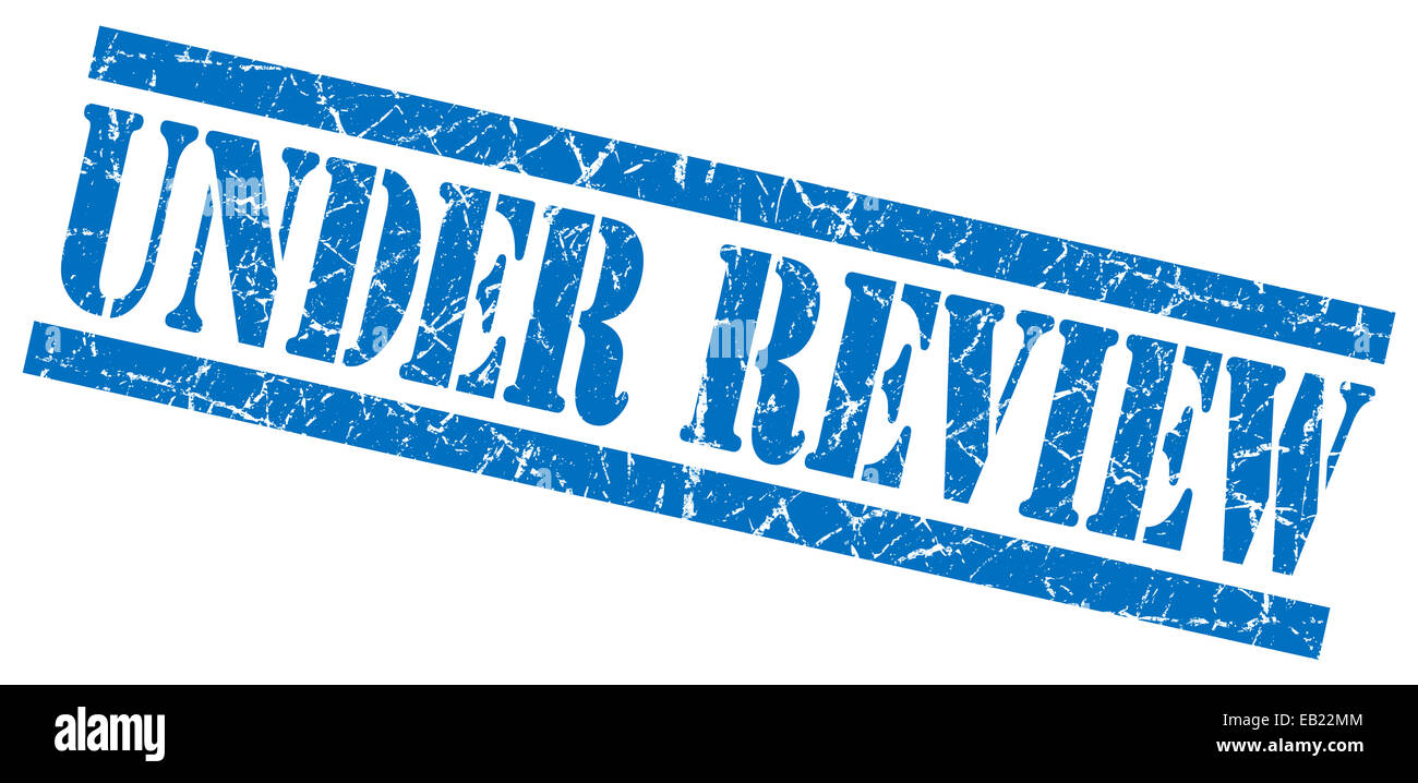 under review blue square grunge textured isolated stamp Stock Photo - Alamy