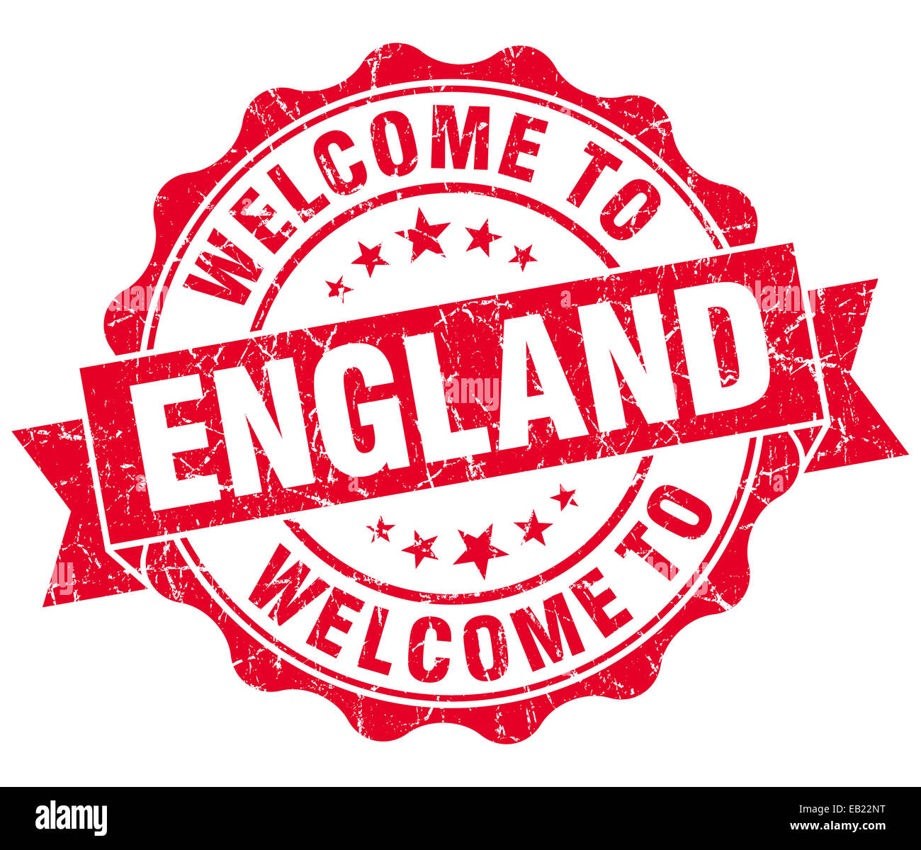 Welcome to England red grungy vintage isolated seal Stock Photo - Alamy