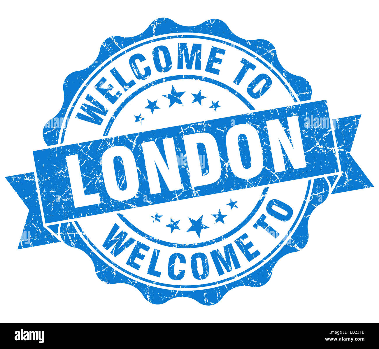 welcome to London blue vintage isolated seal Stock Photo - Alamy