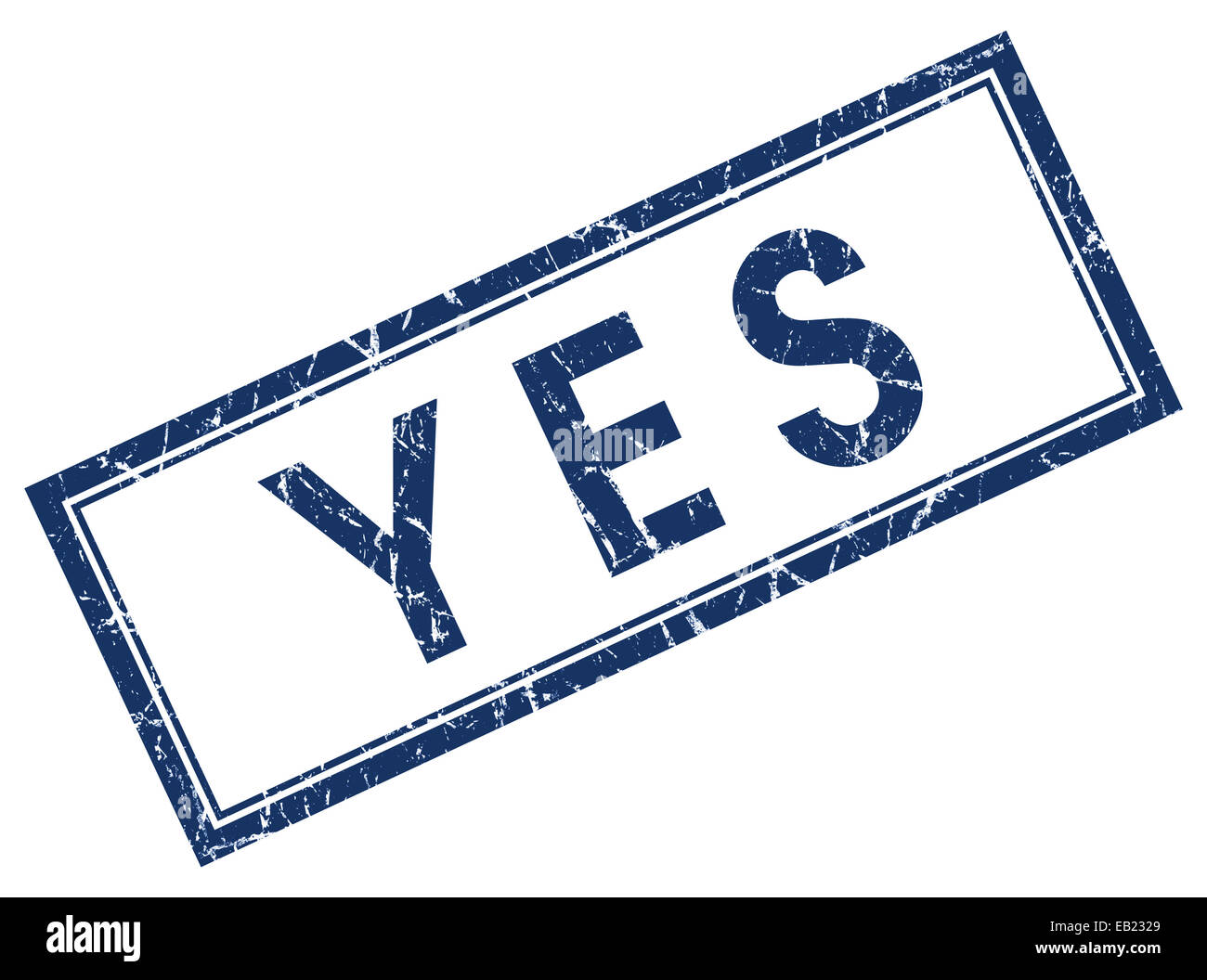 yes blue square stamp Stock Photo - Alamy