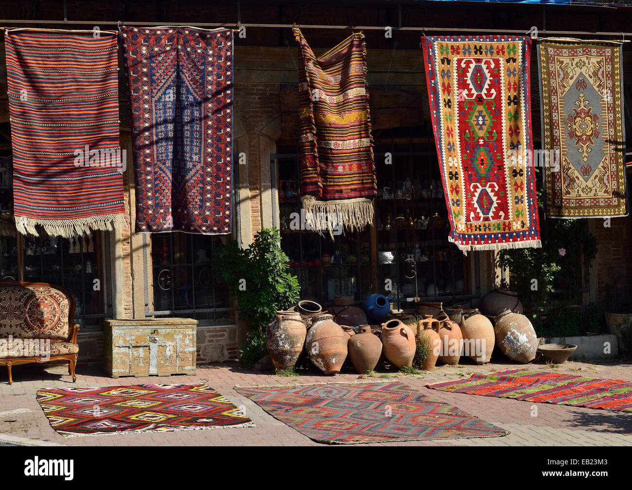 Store displaying their traditional pottery and carpets Stock Photo - Alamy Store displaying their traditional pottery and carpets Stock Photo - Alamy