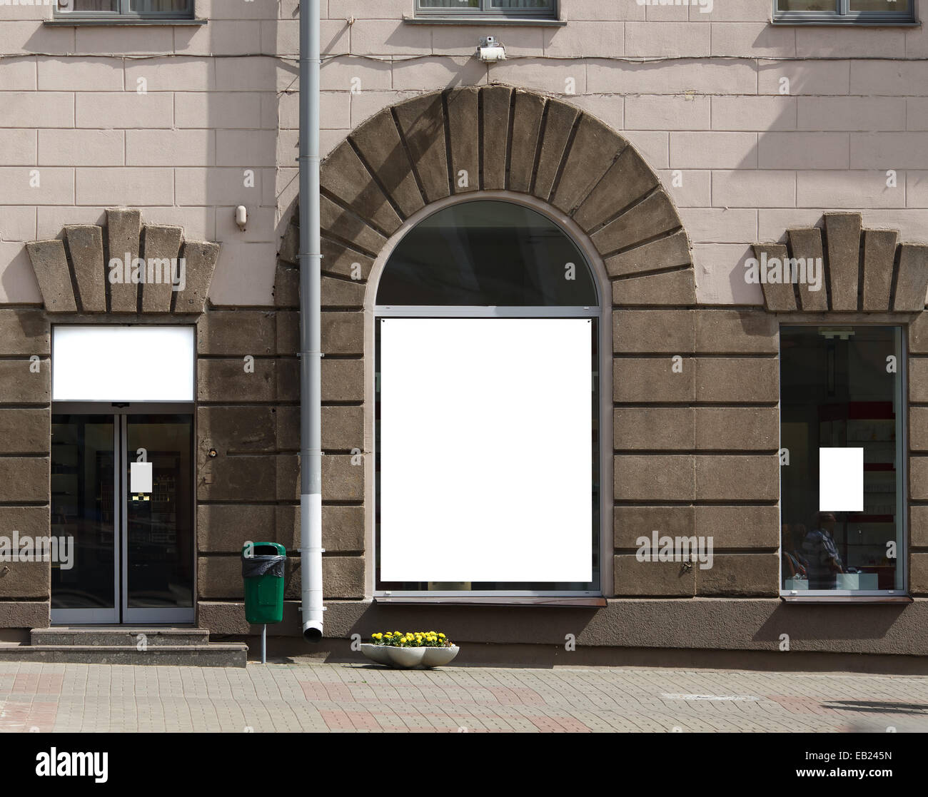 Three free advertising space on the wall of a building. Clipping path ...