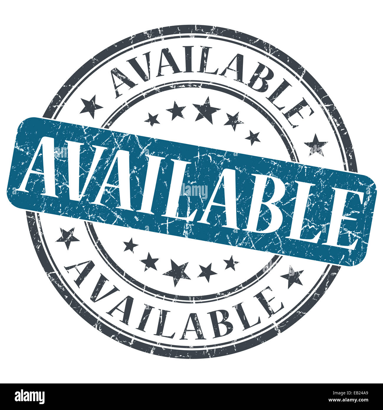 Available blue round grungy stamp isolated on white background Stock ...