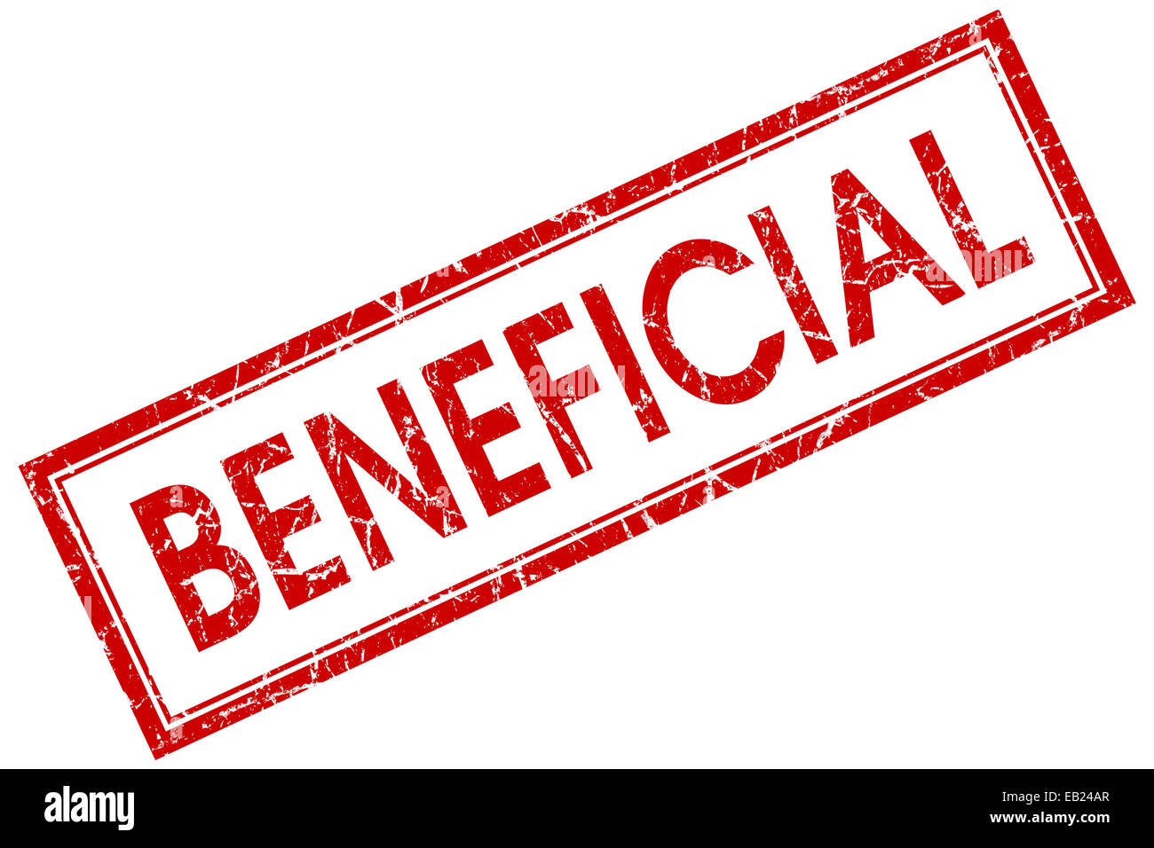 Beneficial red square grungy stamp isolated on white background Stock ...