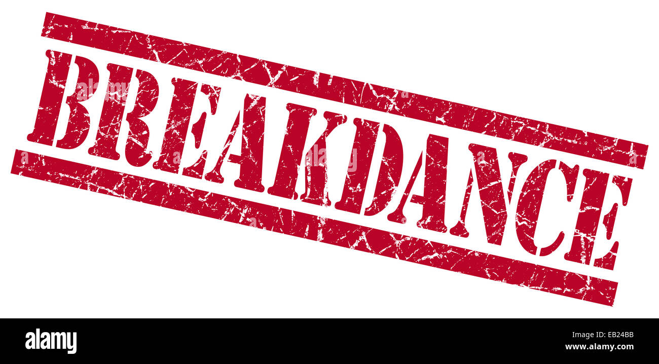 breakdance red square grungy isolated rubber stamp Stock Photo - Alamy