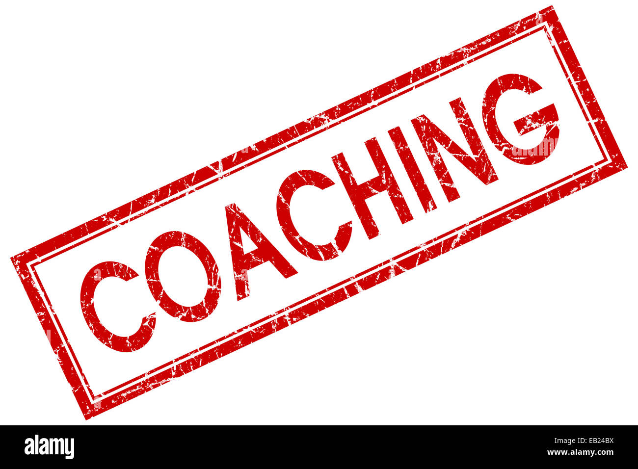 Coaching red square grungy stamp isolated on white background Stock ...
