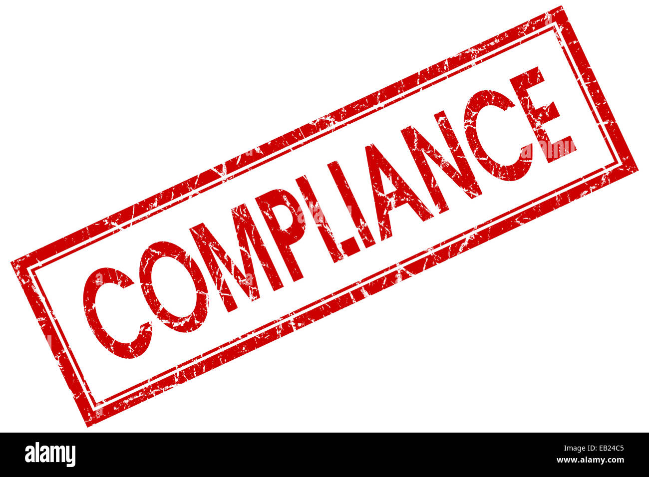 Compliance red square grungy stamp isolated on white background Stock ...