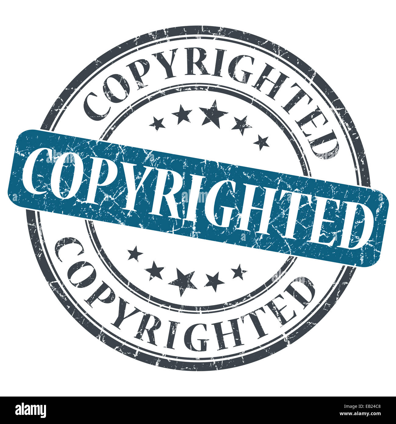 copyrighted blue round grungy stamp isolated on white background Stock ...