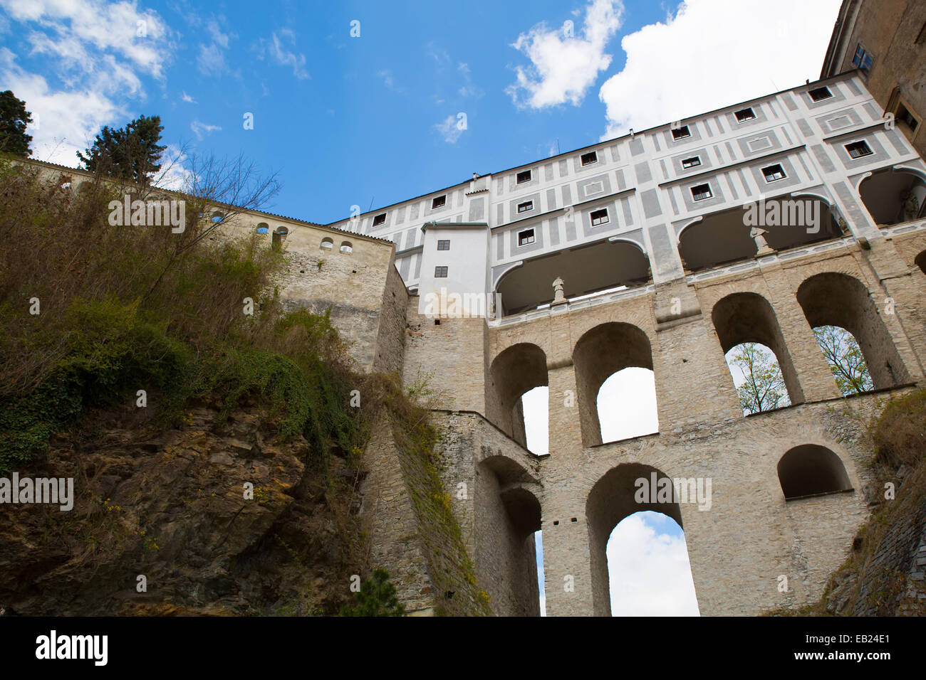Famous castle bridge in Cesky Krumlov, Czech republik, Europe Stock ...