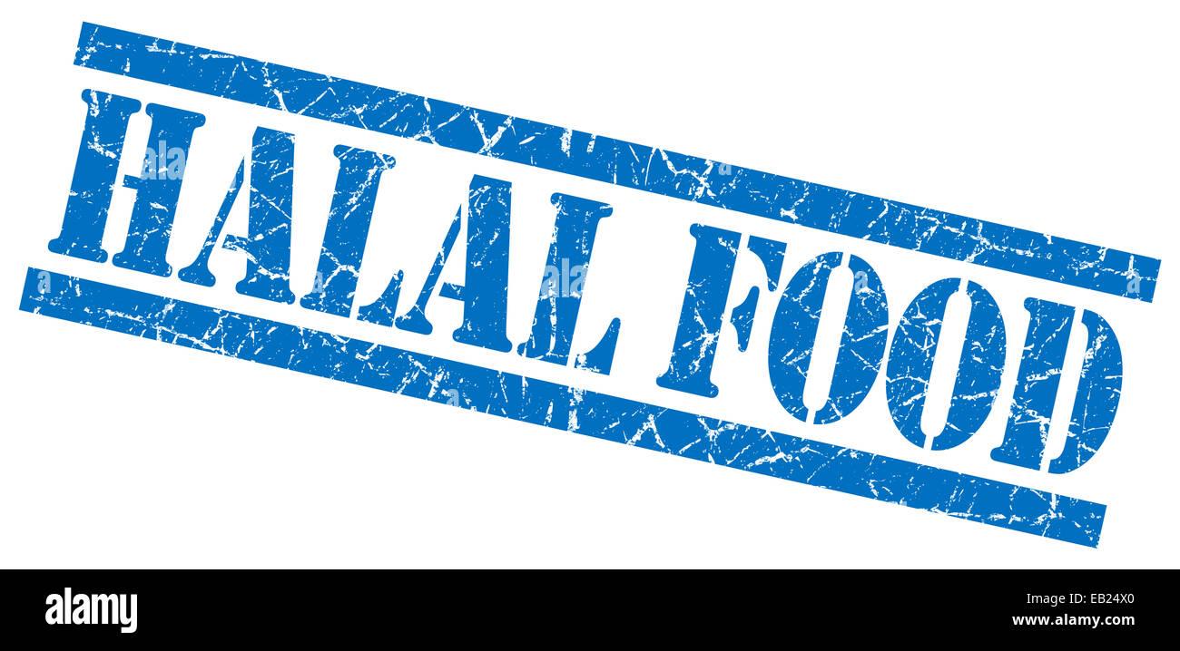 halal food blue grungy stamp on white background Stock Photo - Alamy