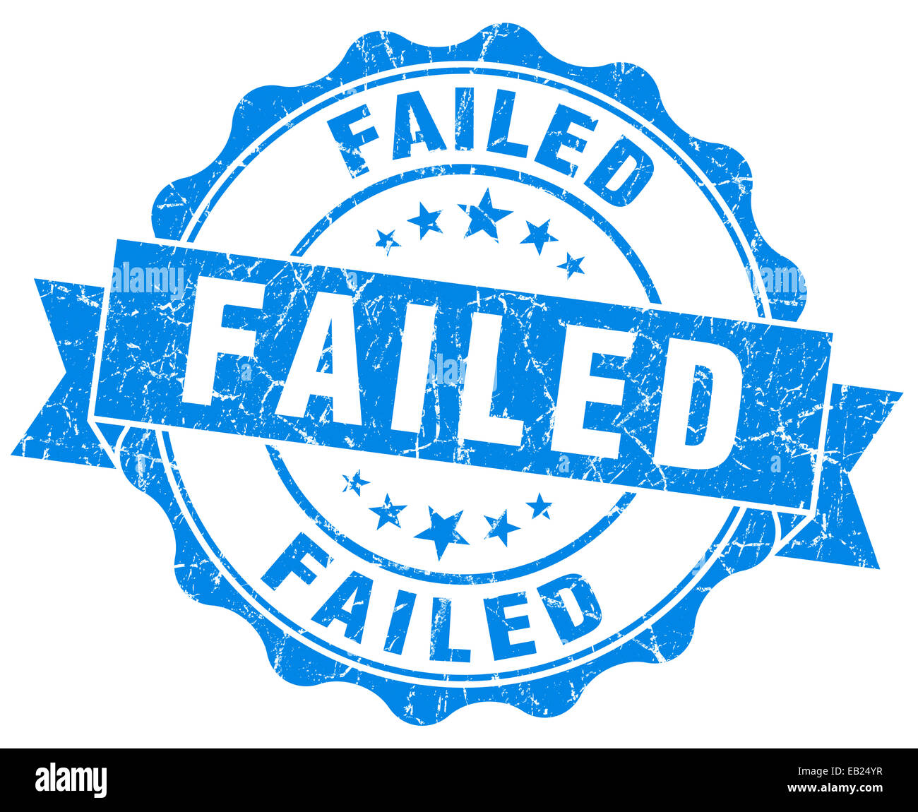 Failed grunge round blue seal Stock Photo - Alamy