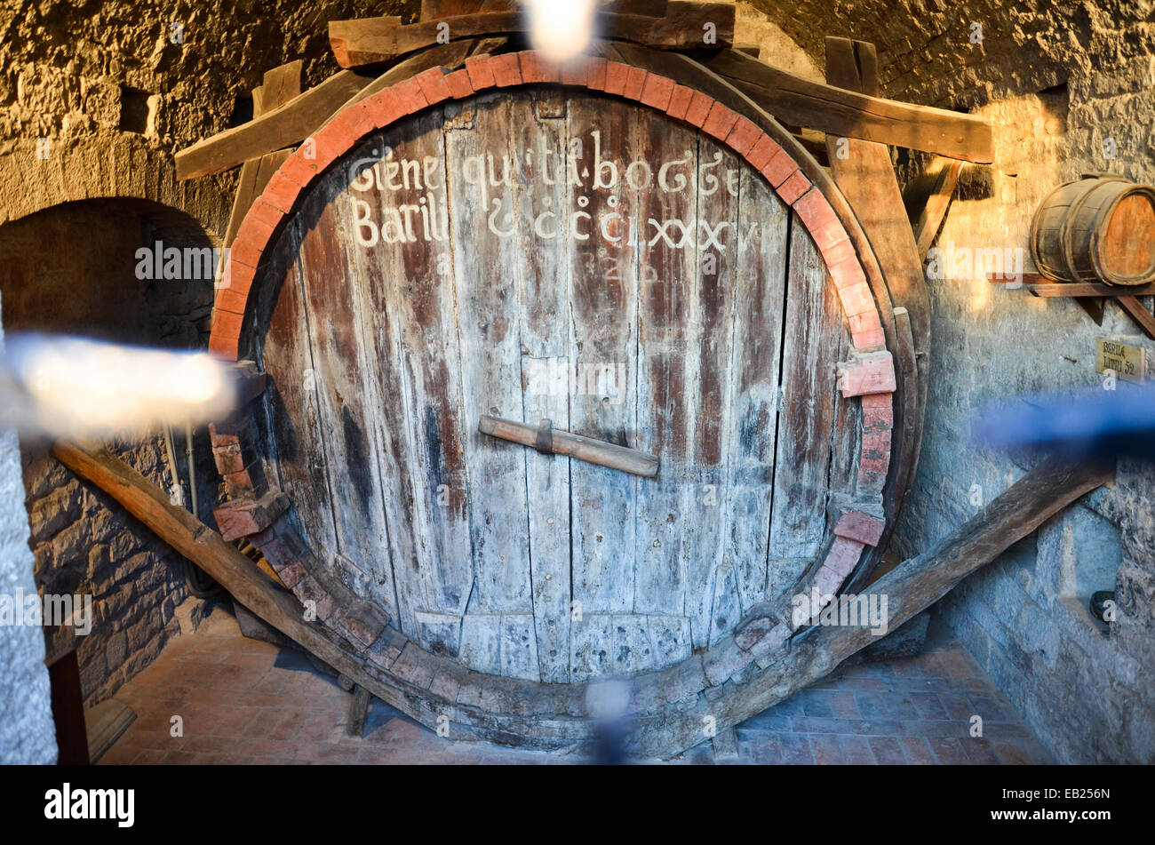 Gubbio, gigantic barrel on display Stock Photo - Alamy