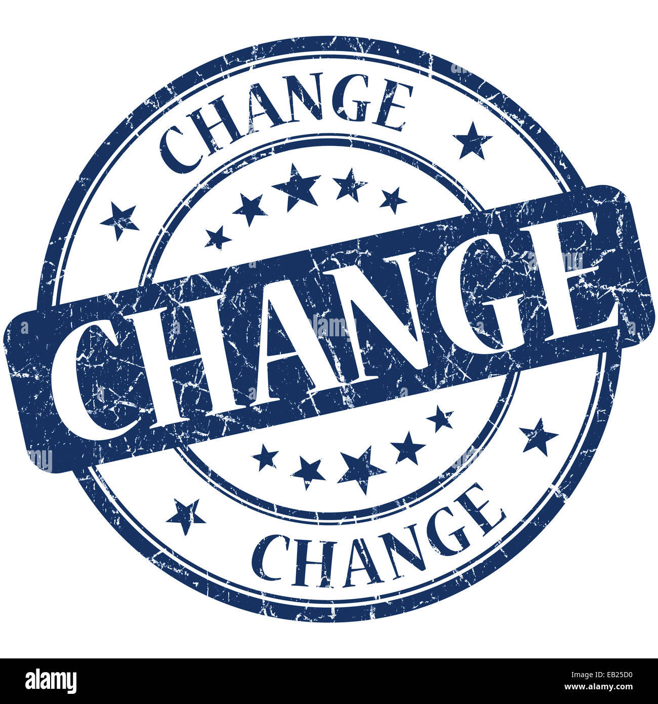 Change blue round grungy vintage rubber stamp Stock Photo - Alamy