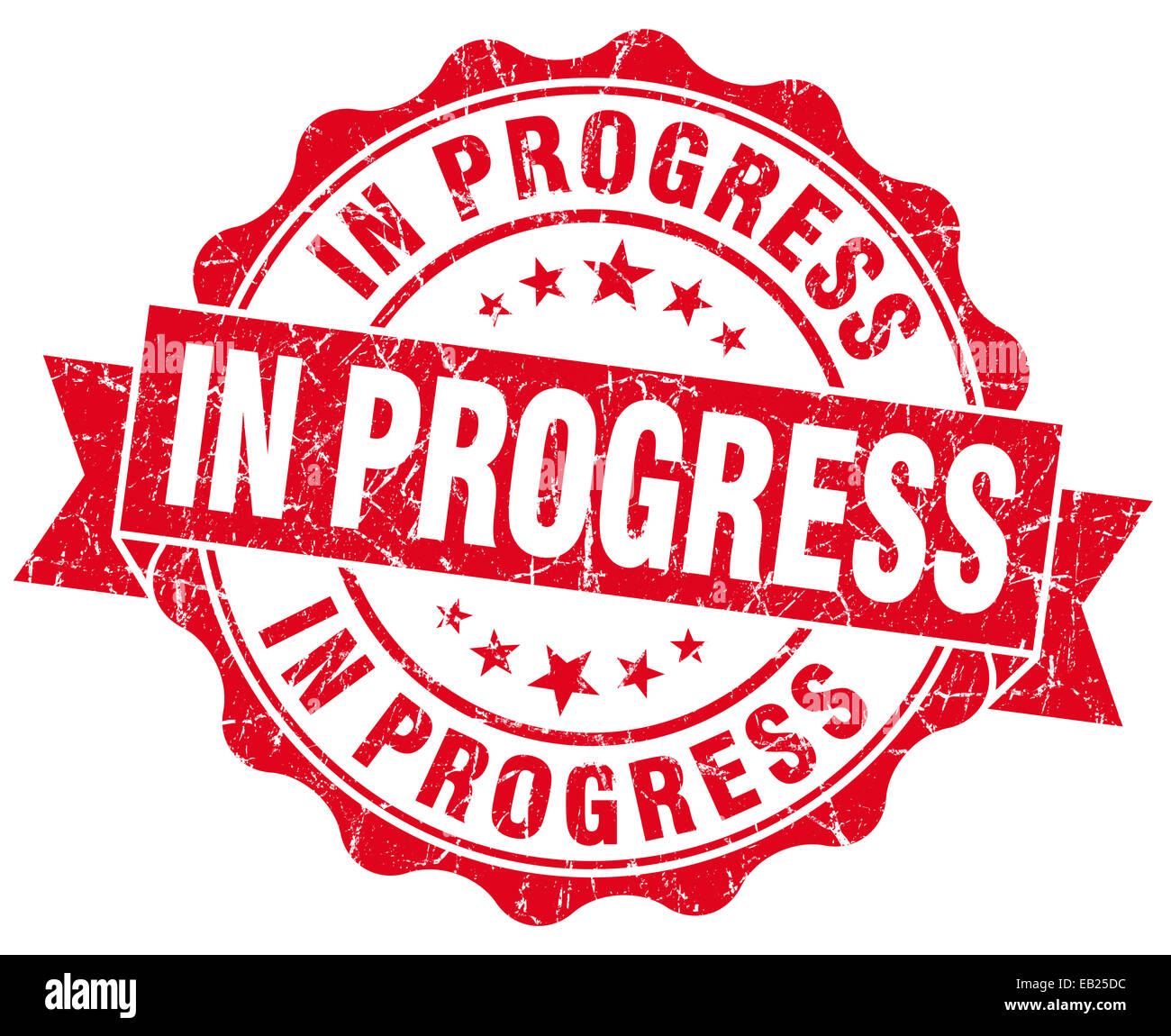 In progress red grunge seal isolated on white background Stock Photo ...