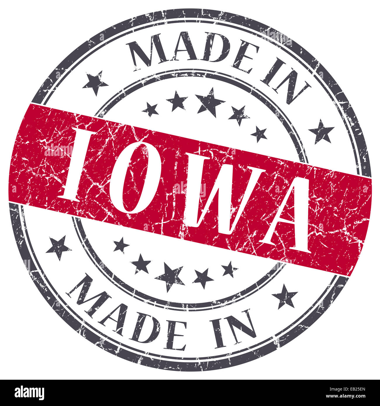 made in Iowa red round grunge isolated stamp Stock Photo - Alamy