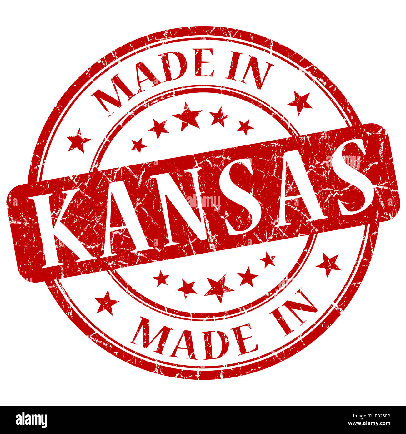 made in Kansas red round grunge isolated stamp Stock Photo - Alamy
