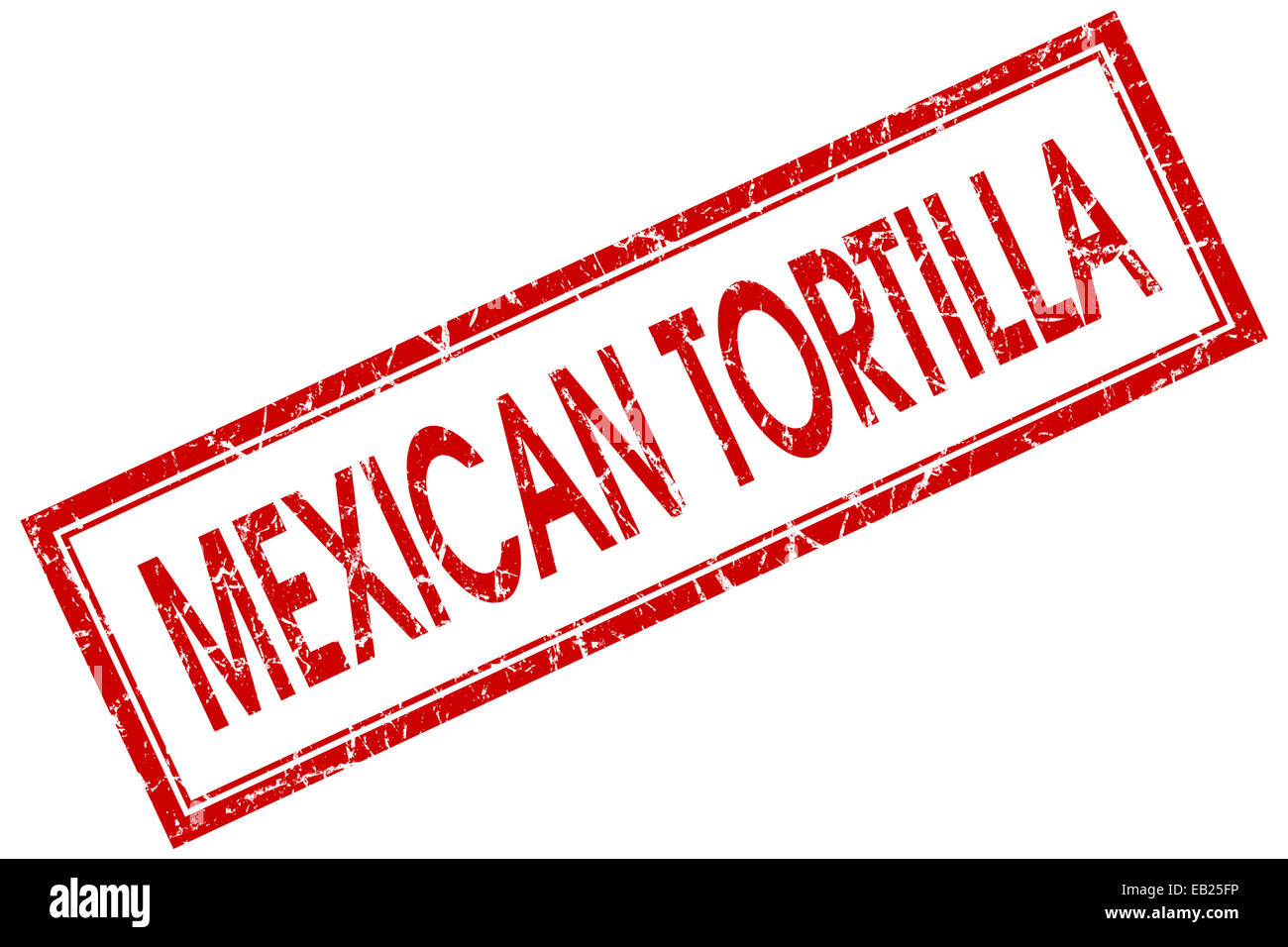 Mexican tortilla red square grungy stamp isolated on white background ...