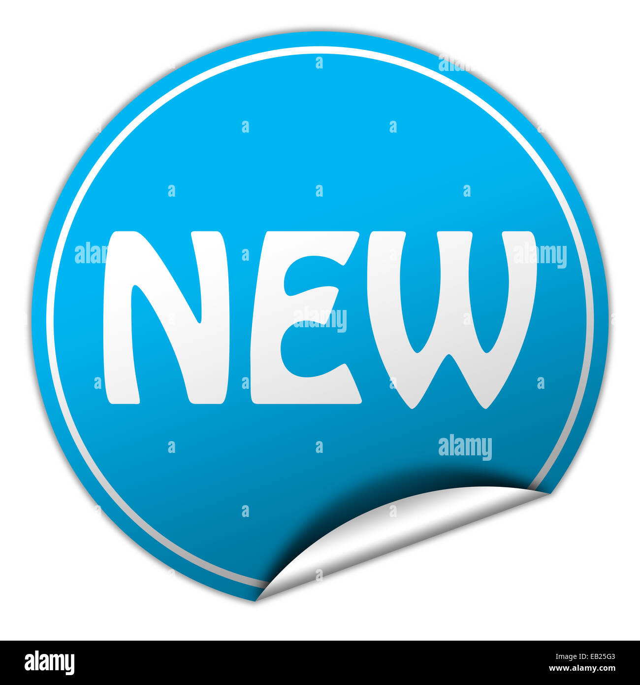 new round blue sticker on white background Stock Photo - Alamy