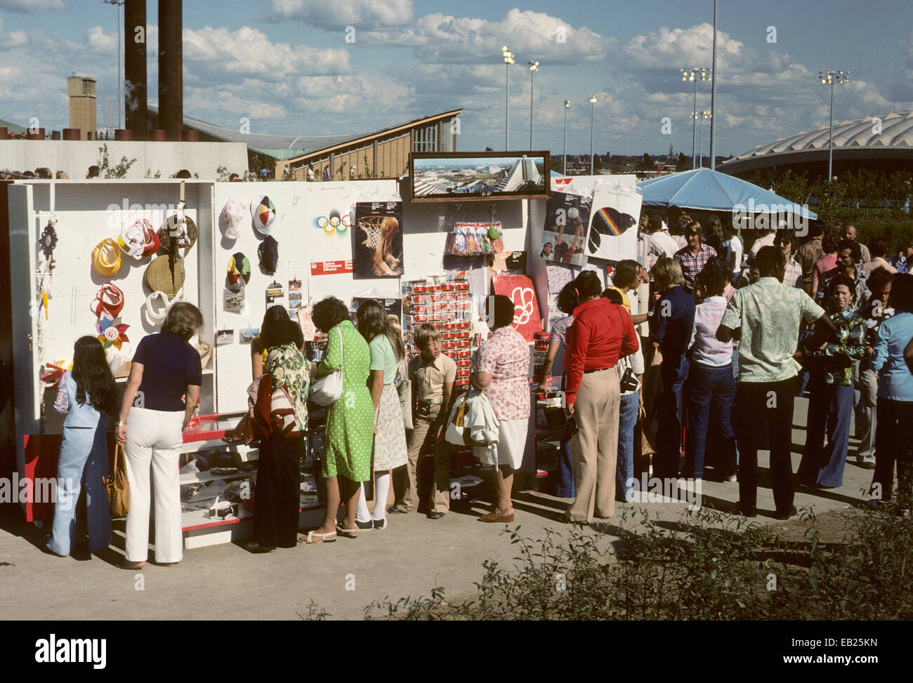 1976 Olympics in Montreal, Canada, vendor booth selling souvenirs Stock ...
