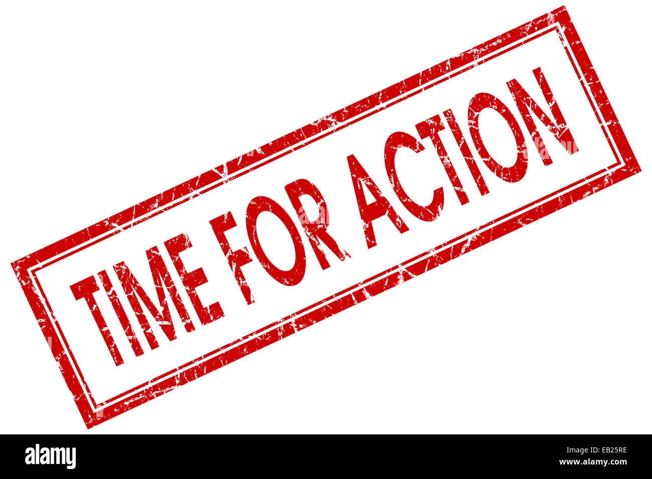 Time for action red square grungy stamp isolated on white background ...