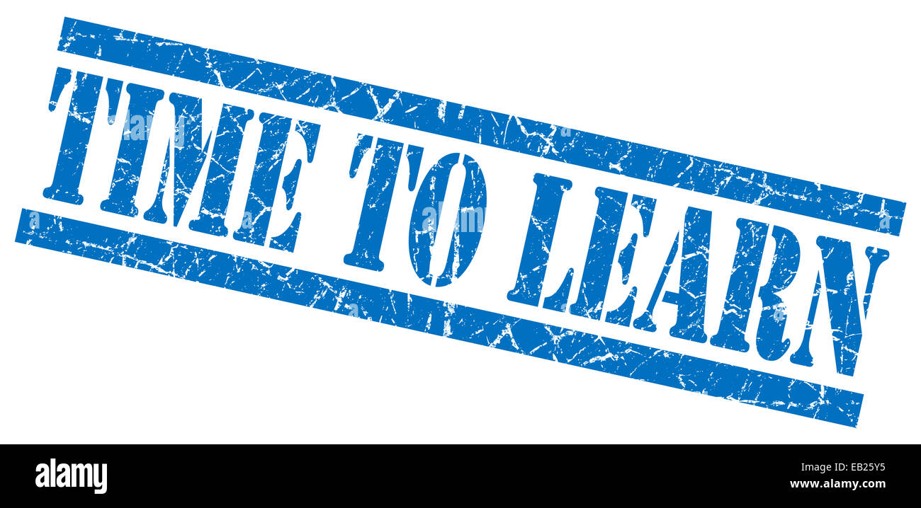 time to learn blue square grunge textured isolated stamp Stock Photo - Alamy