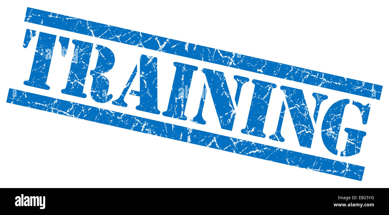 training blue square grunge textured isolated stamp Stock Photo - Alamy