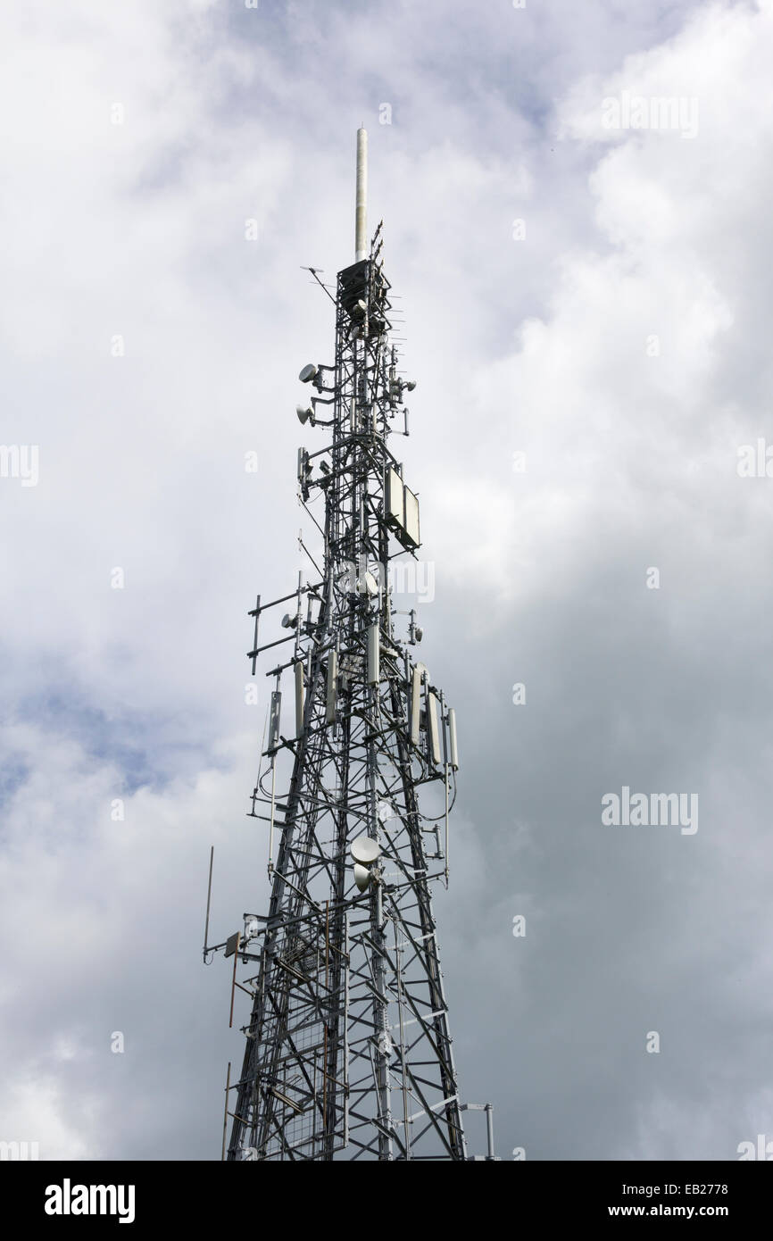 TV transmitter mast on Hayclose Lane, a hill top location overlooking ...
