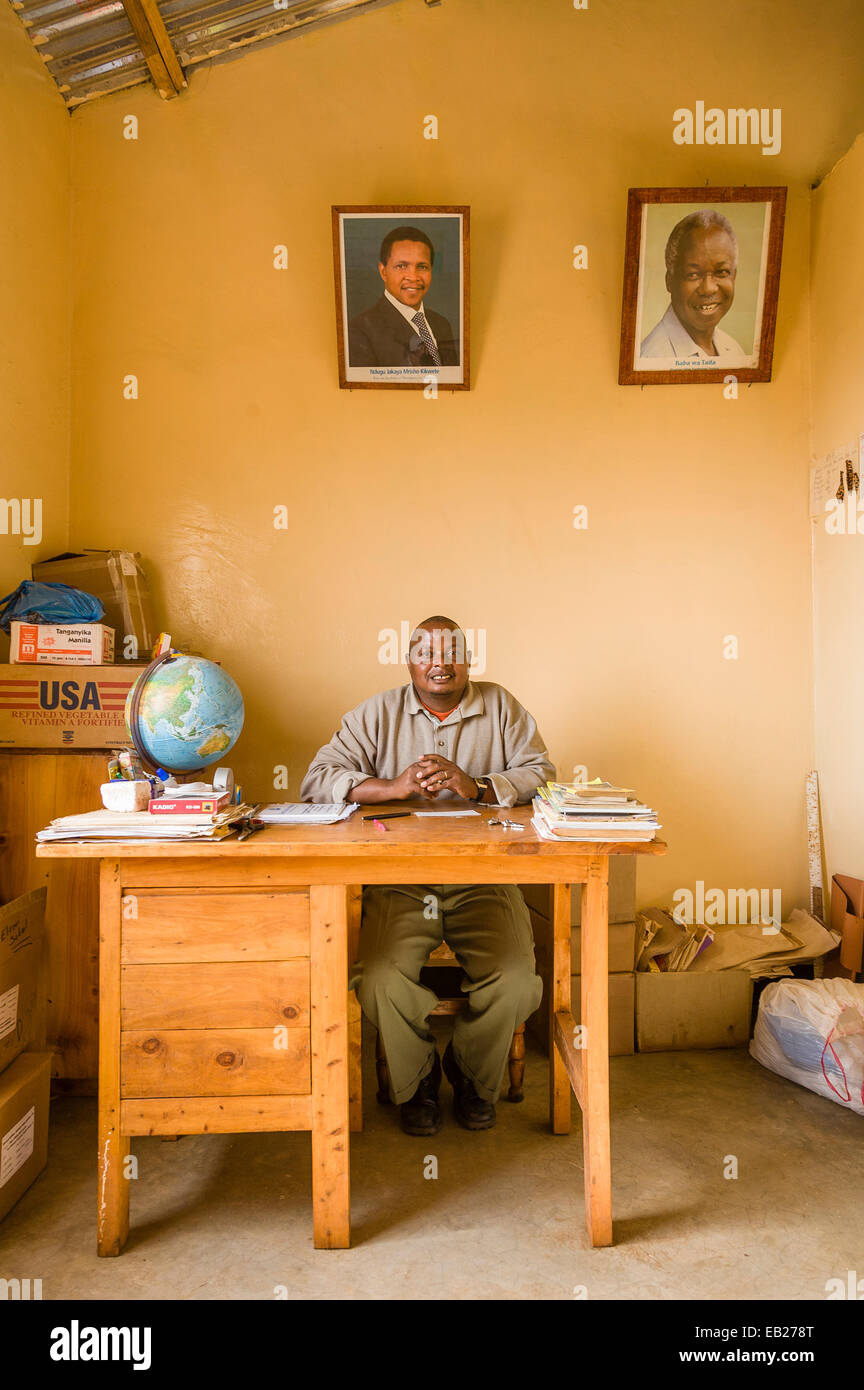 An African headmaster of a primary school in the Sinya area of Northern ...