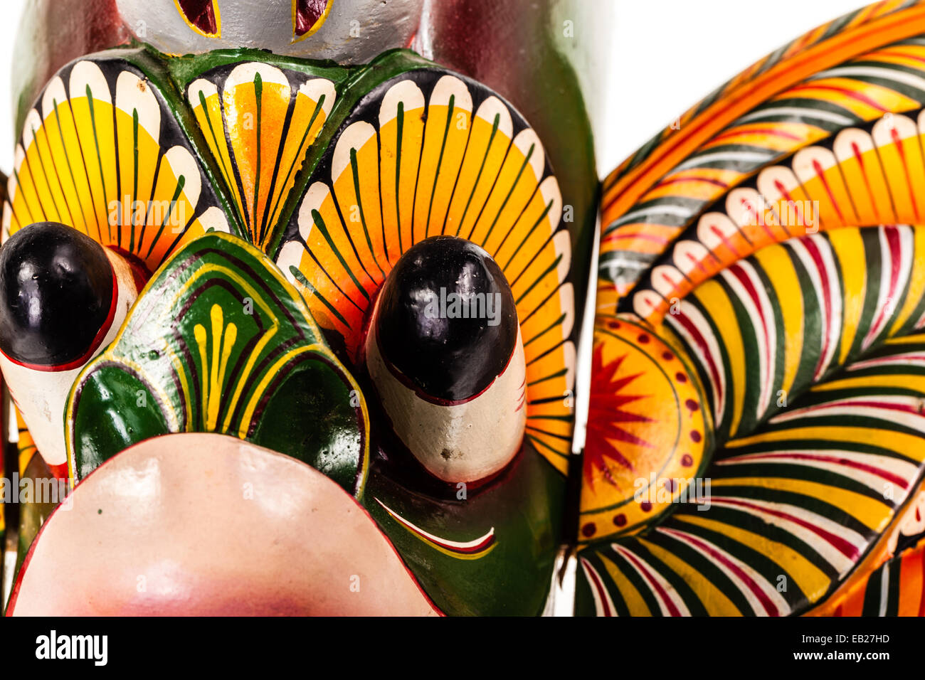 detail of an ancient and colorful sri lankan Raksha Mask Stock Photo ...