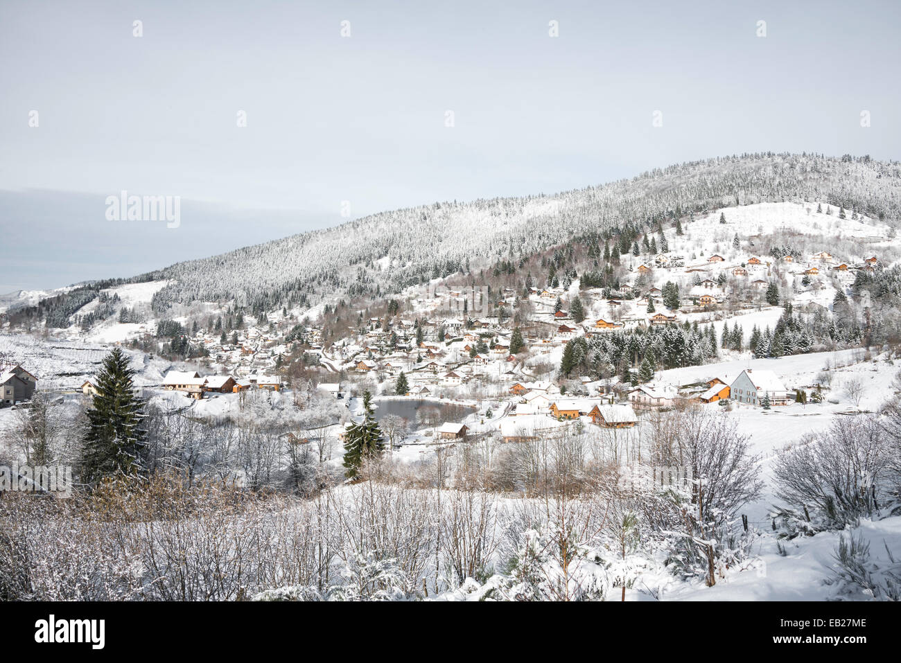 Nice view of Ventron village in Hautes Vosges mountains in winter Stock ...