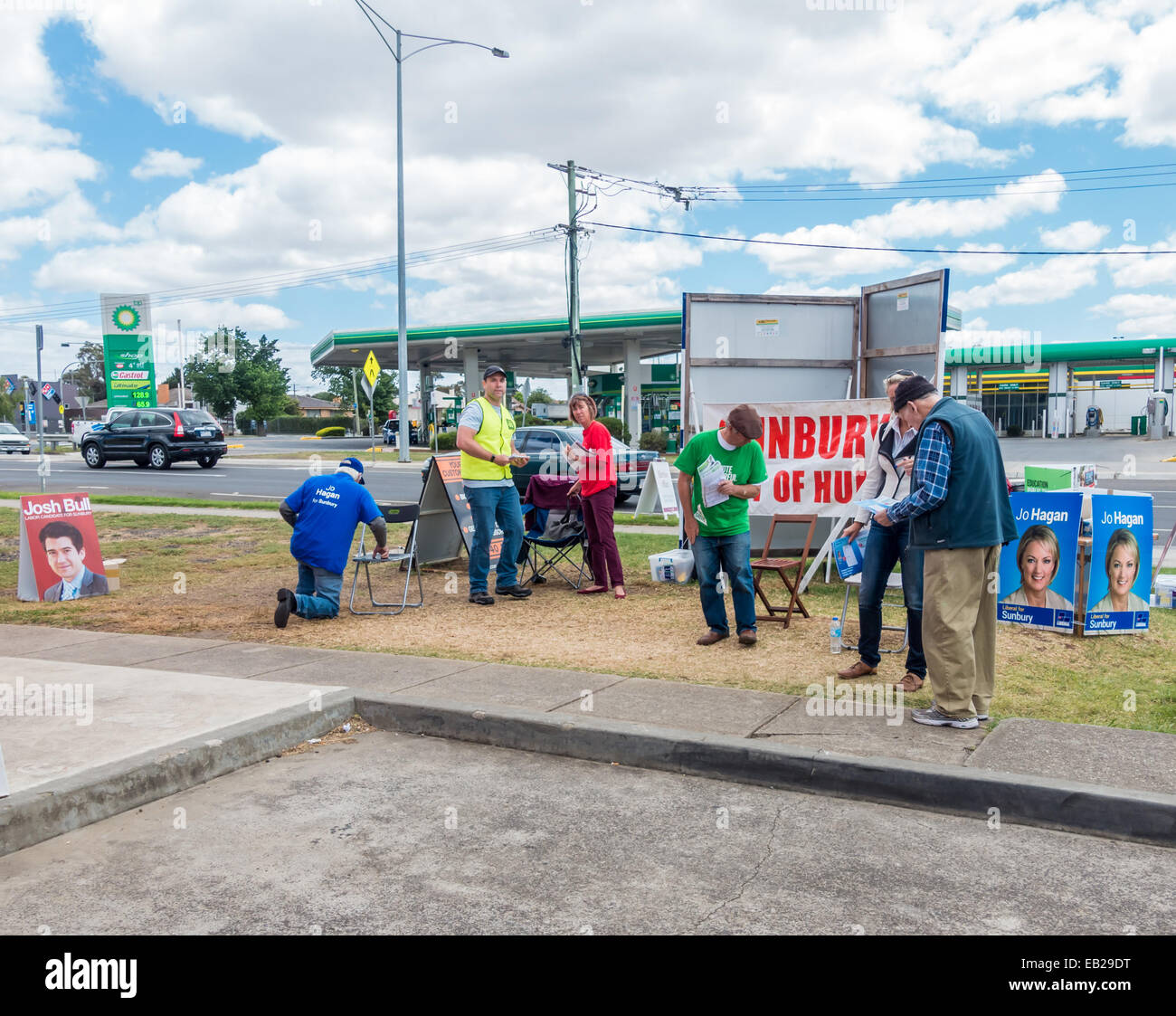 Election support workers handing out how to vote cards in Victoria's ...