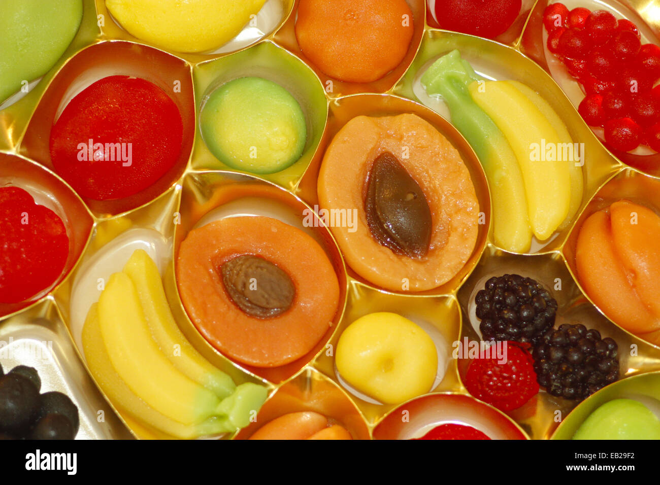 fruit candy in shape of fruits apricot blackberry and others Stock ...
