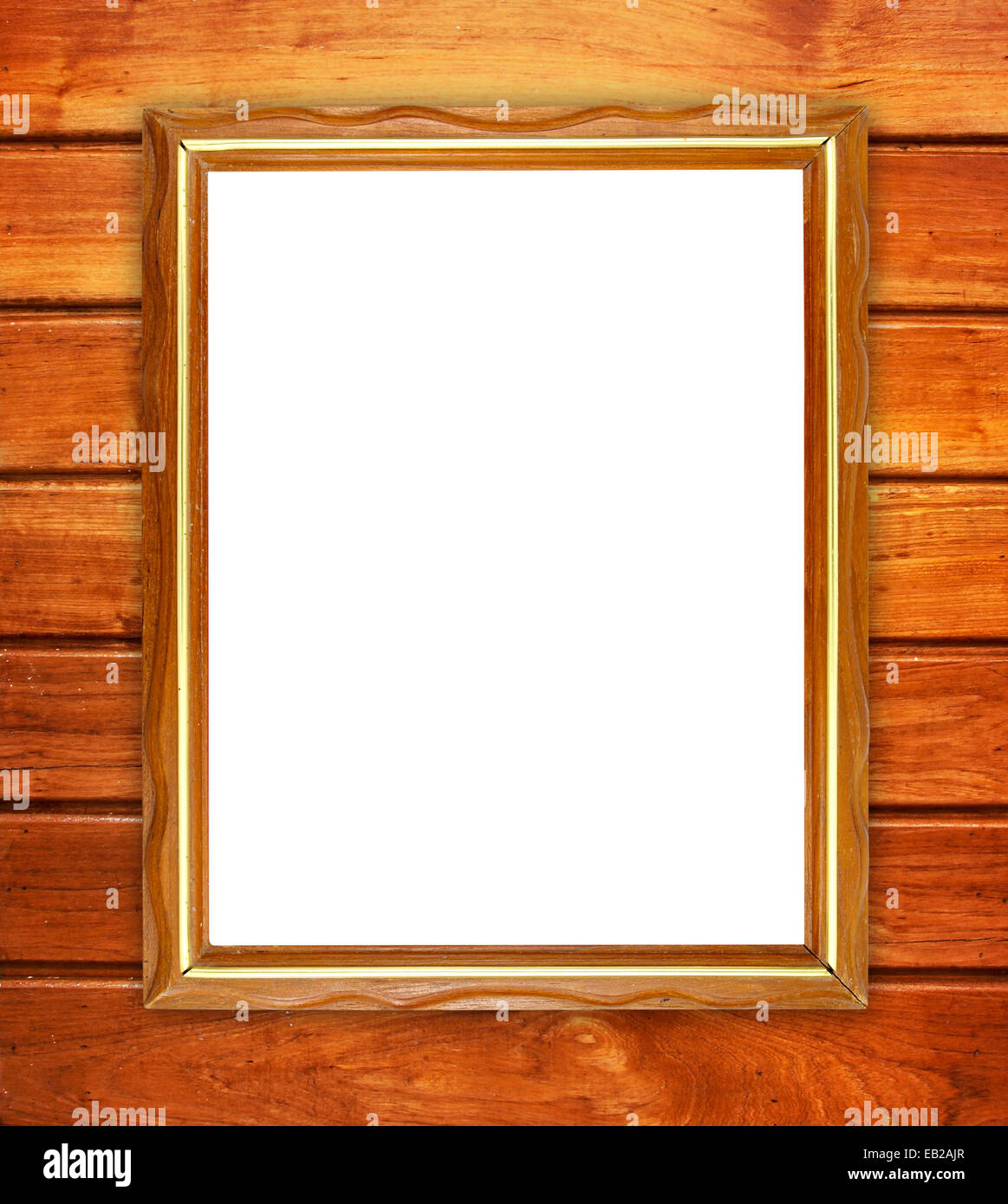 blank wood frame on wood wall background Stock Photo - Alamy