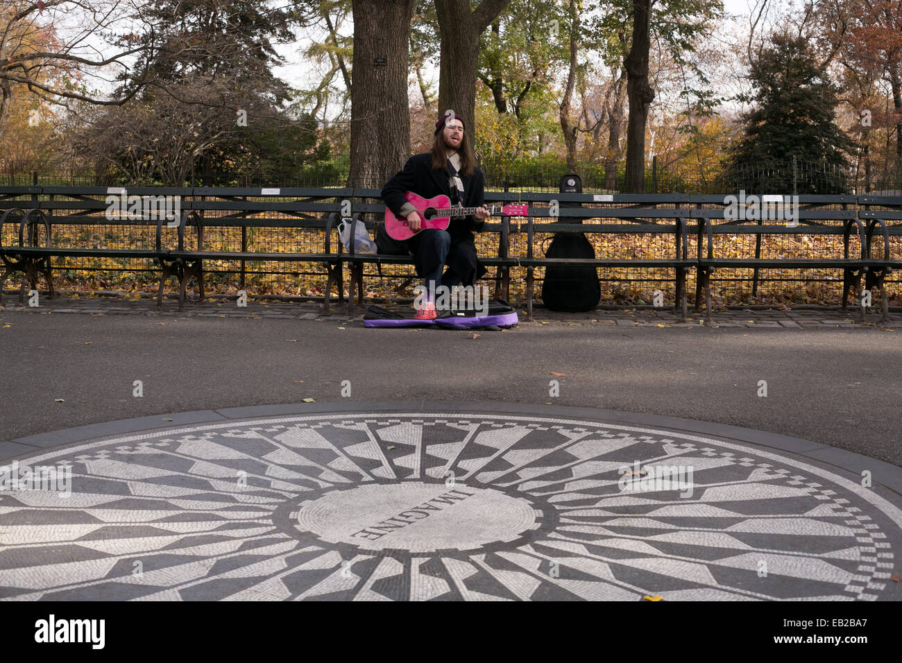 The Imagine mosaic in the Strawberry Fields section of Central Park ...