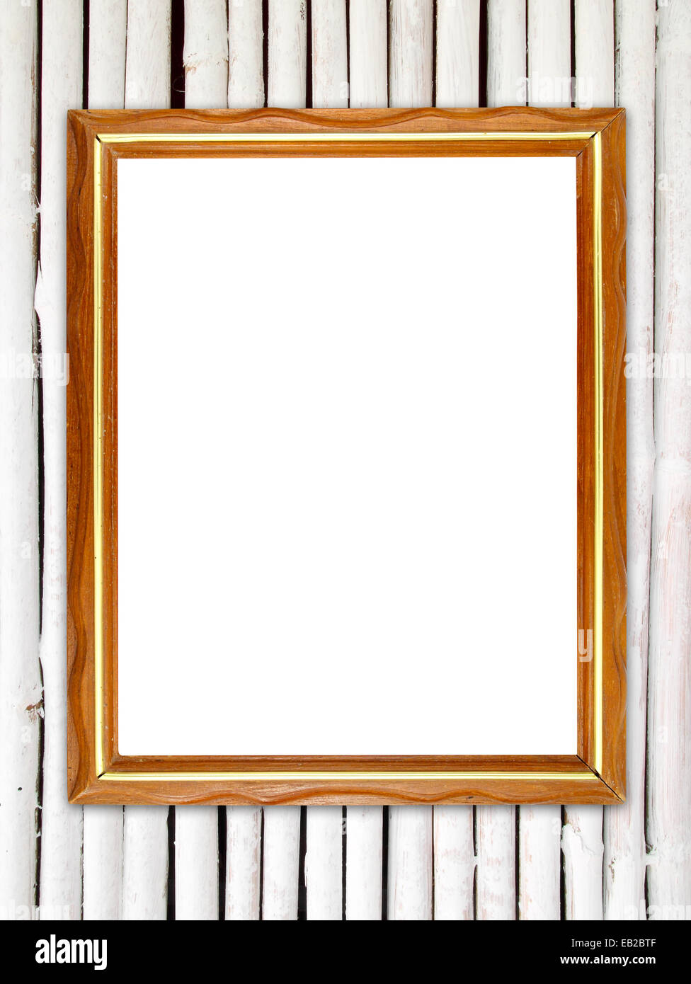 blank wood frame on bamboo wall background Stock Photo - Alamy