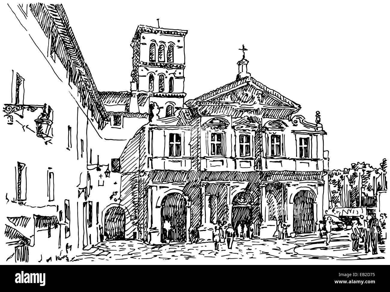 sketch hand drawing of Rome Italy famous cityscape Stock Photo - Alamy